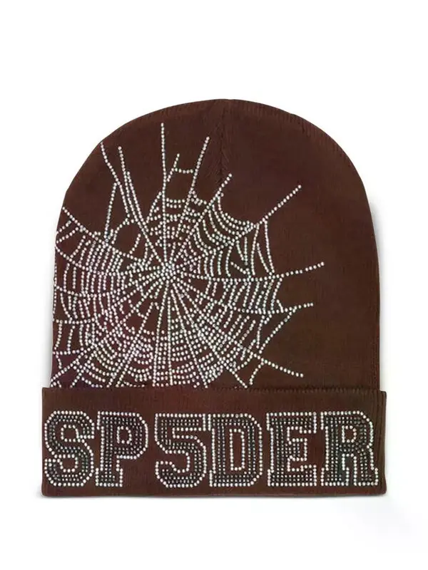 SP5DER Rhinestone-embellished Beanie - Brown