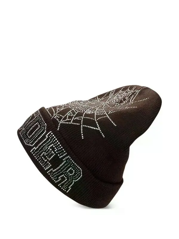 SP5DER Rhinestone-embellished Beanie - Brown