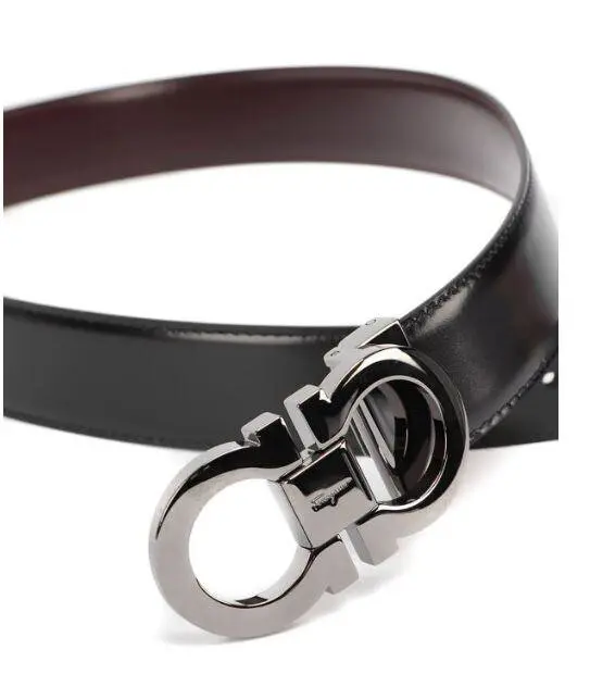 FERRAGAMO Gancini Reversible Leather Belt - Nero Auburn