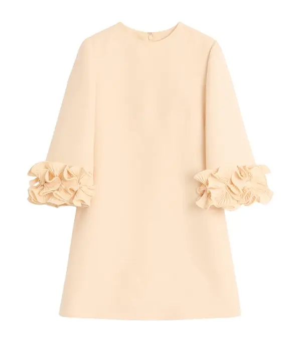 Valentino Garavani Crepe Couture Mini Dress With Ruffled Sleeves