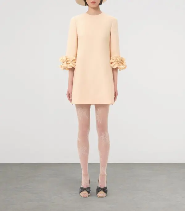 Valentino Garavani Crepe Couture Mini Dress With Ruffled Sleeves