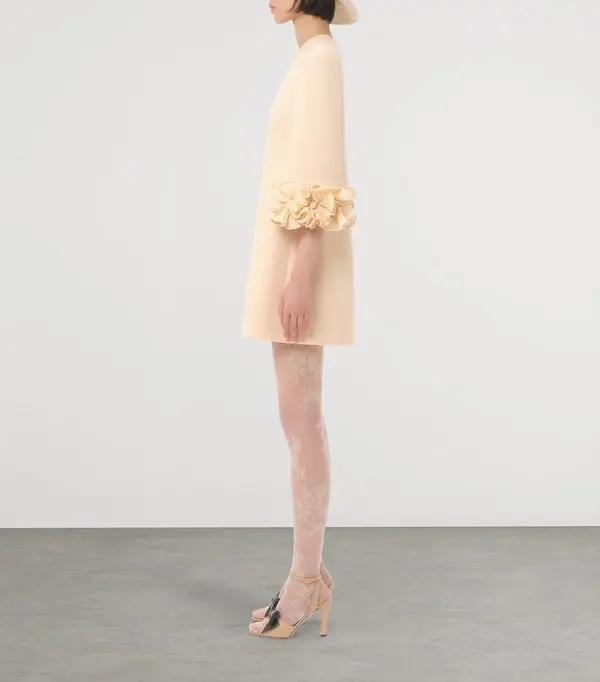 Valentino Garavani Crepe Couture Mini Dress With Ruffled Sleeves