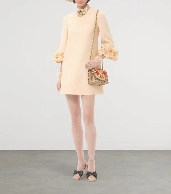 Valentino Garavani Crepe Couture Mini Dress With Ruffled Sleeves
