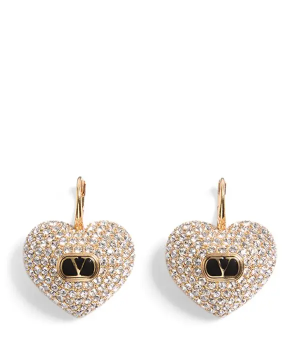 Valentino Garavani Crystal Embellished Heart Earrings - Gold