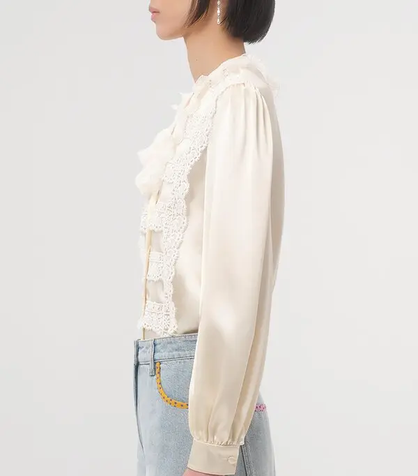 Valentino Garavani Silk Lace-trimmed Blouse
