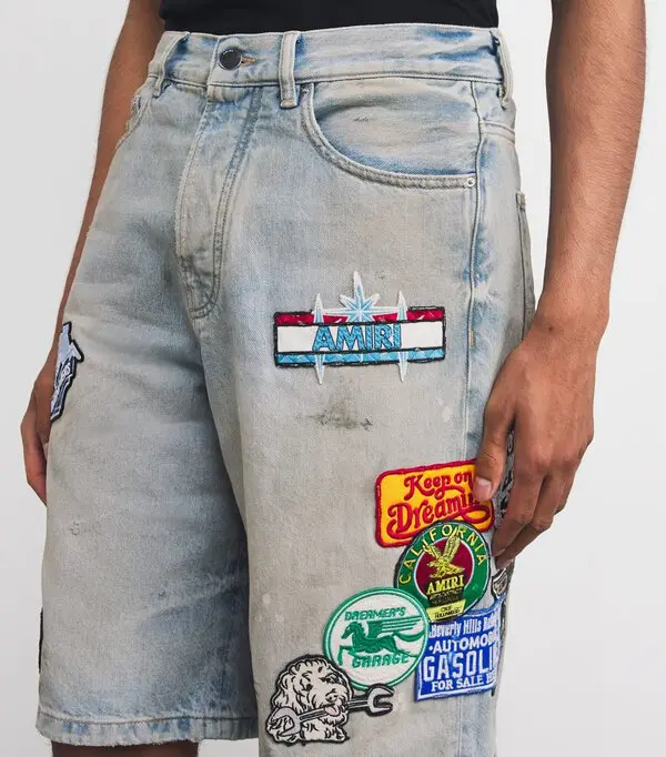 Amiri Station Patch Denim Shorts