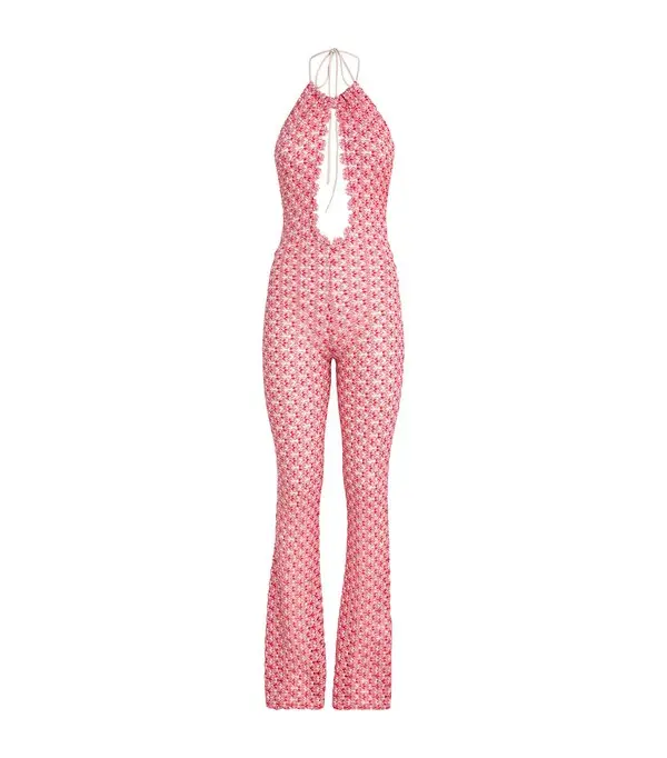 Missoni Crochet Halterneck Jumpsuit - Red
