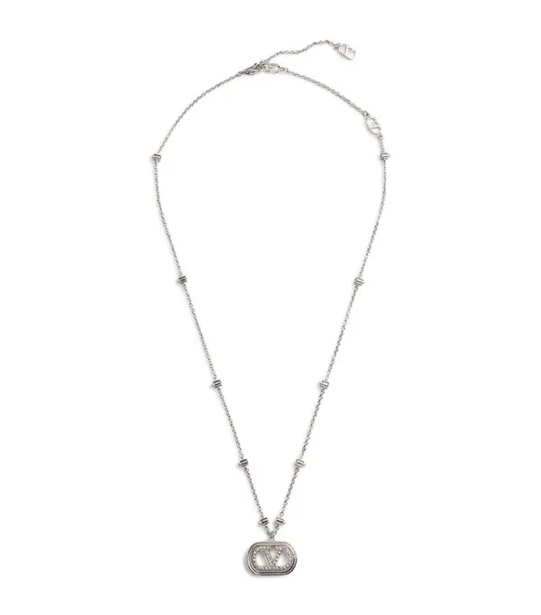Valentino Garavani Ovalette Vlogo Pendant Necklace - Silver