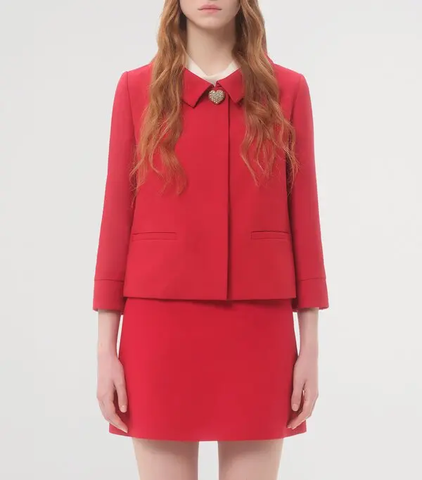 Valentino Garavani Wool-silk Embellished Jacket - Red