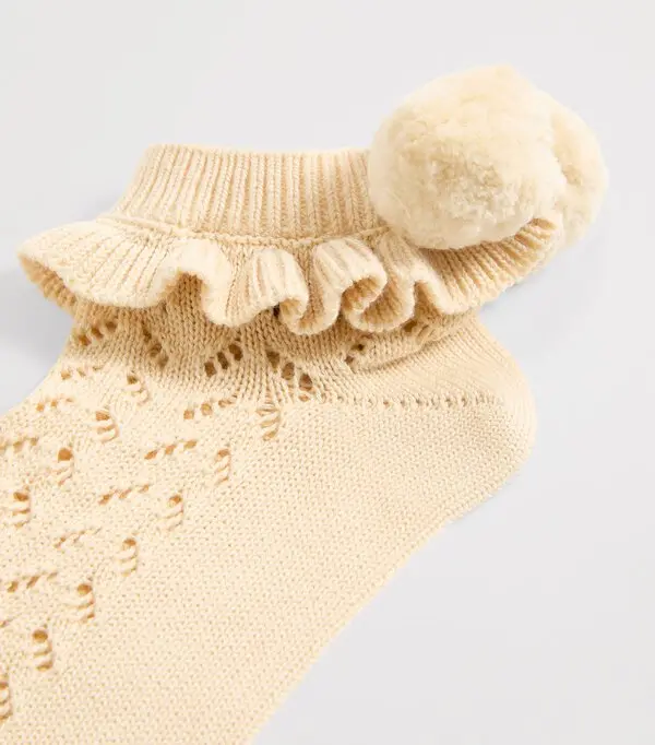 Valentino Garavani Cotton-blend Socks With Pom-pom Detail