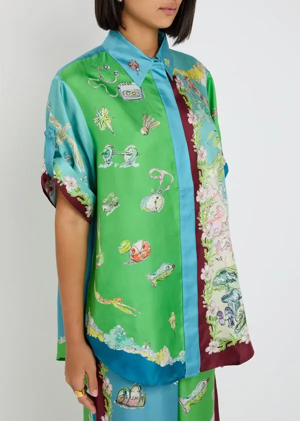 ALEMAIS Printed Silk-twill Shirt - Multicoloured