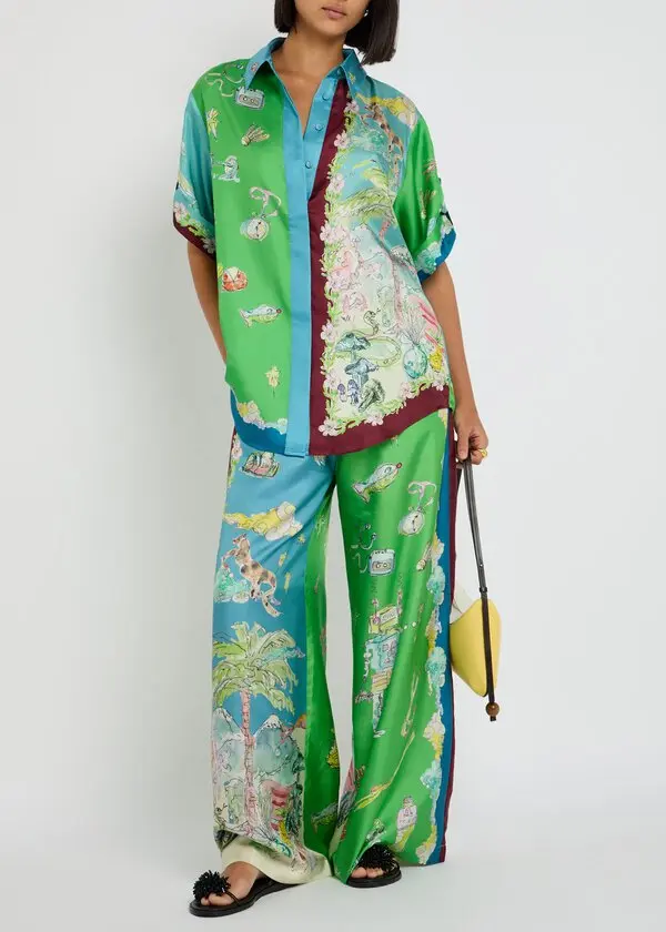 ALEMAIS Printed Silk-twill Shirt - Multicoloured
