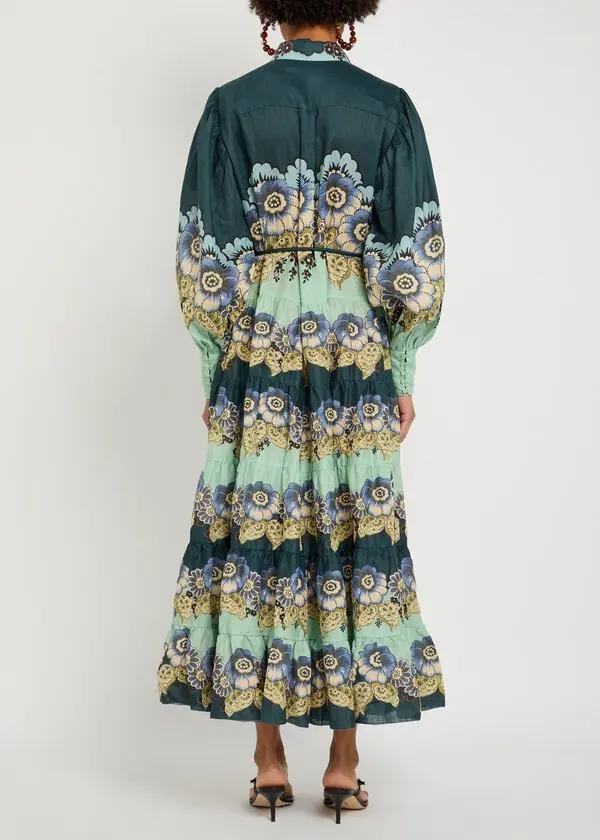 alemais madalena midi dress Alemais Madalena Printed Ramie Midi Shirt Dress - Multicoloured - 50% Off