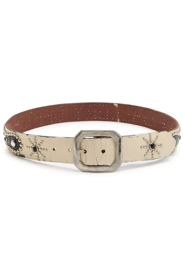 GALLERY DEPT. Painted Stud-embellished Leather Belt - Black