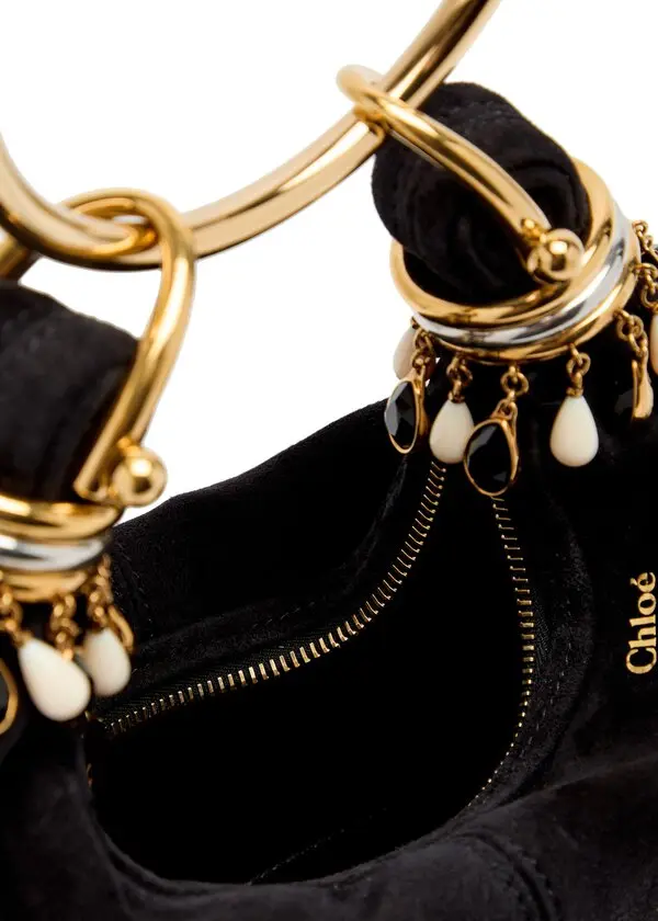 Chloé Embellished Suede Top Handle Bag - Black