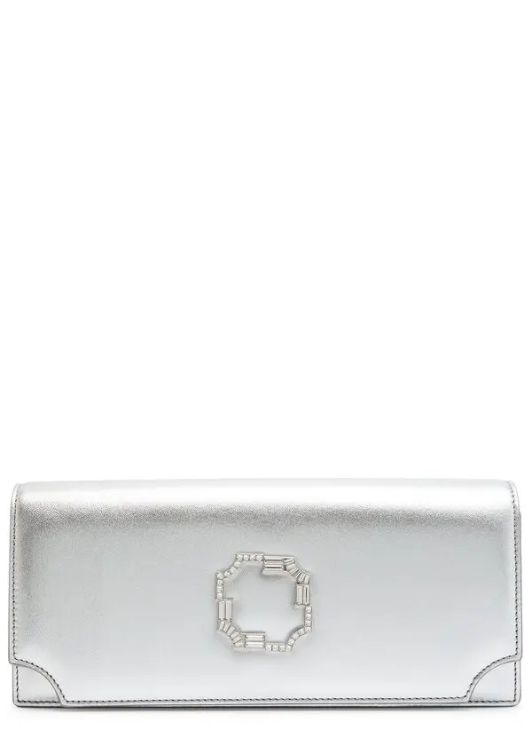 MALONE SOULIERS Vivien Metallic Leather Clutch - Silver