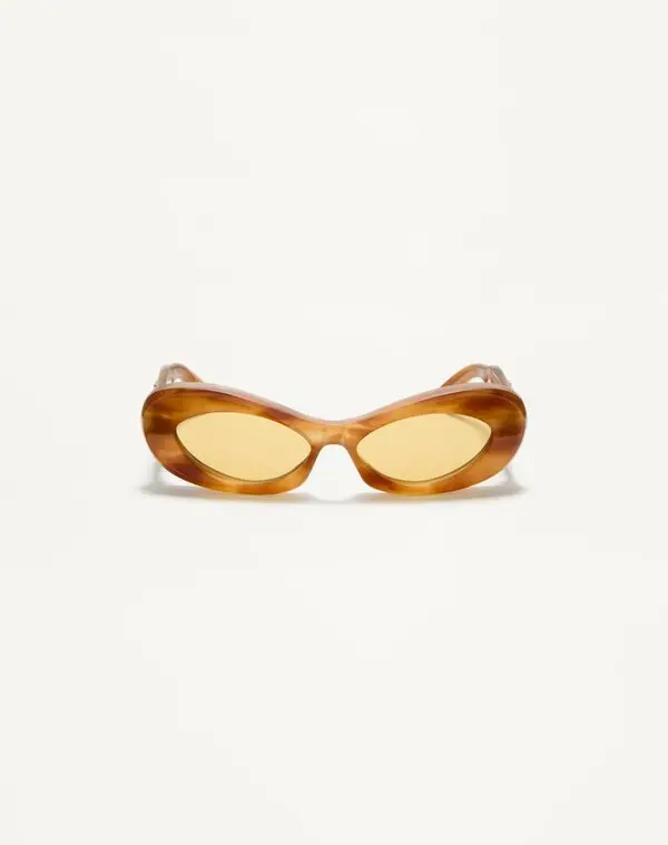 Valentino Garavani Narrow Oval Sunglasses - Beige/amber