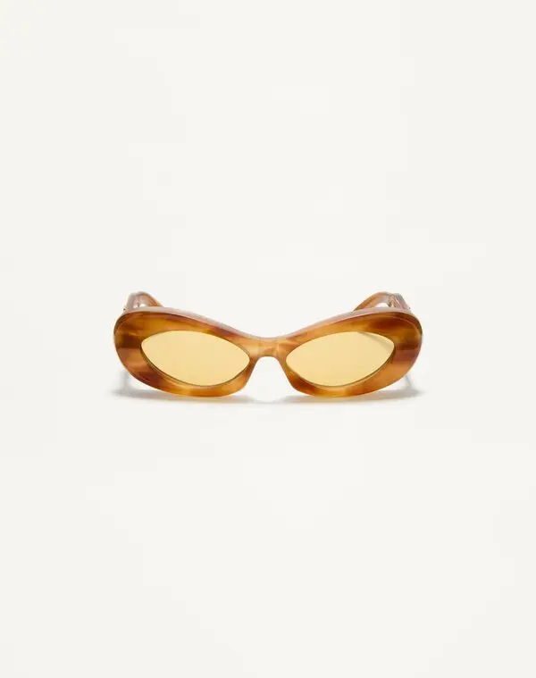 Valentino Garavani Narrow Oval Sunglasses - Beige/amber