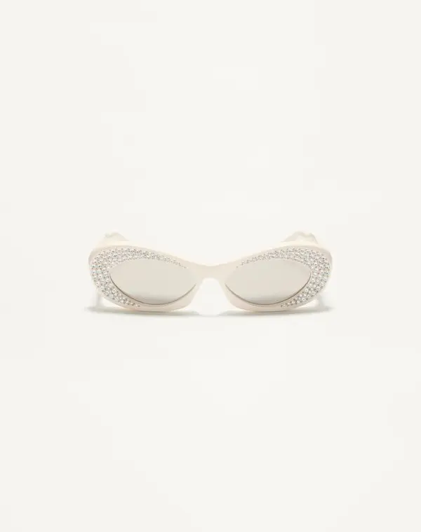 Valentino Garavani Narrow Oval Sunglasses - Ivory/silver