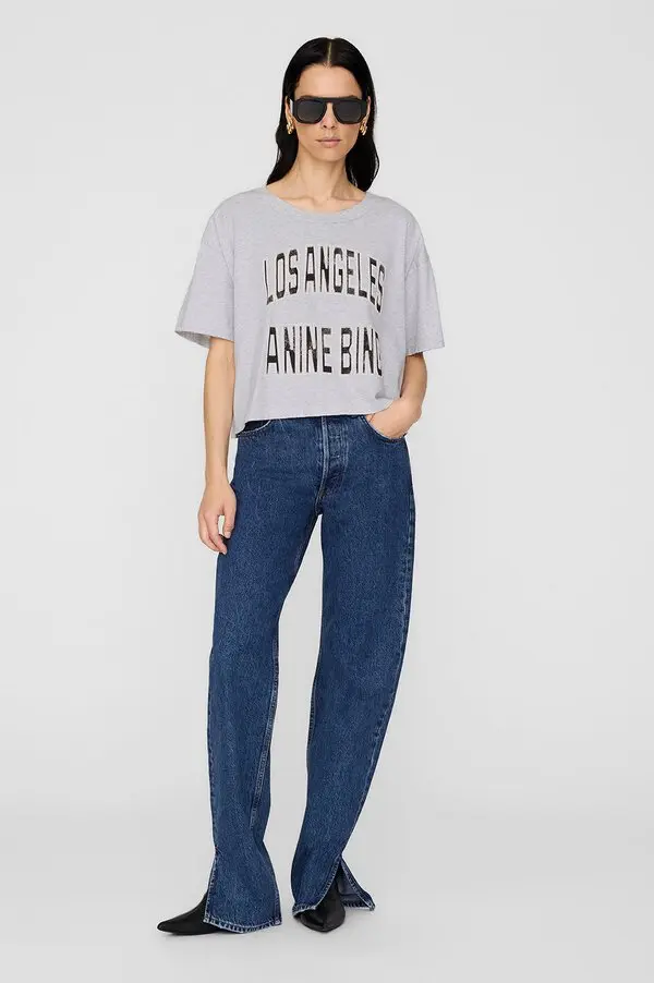 ANINE BING Johnny Cropped Tee - Grey