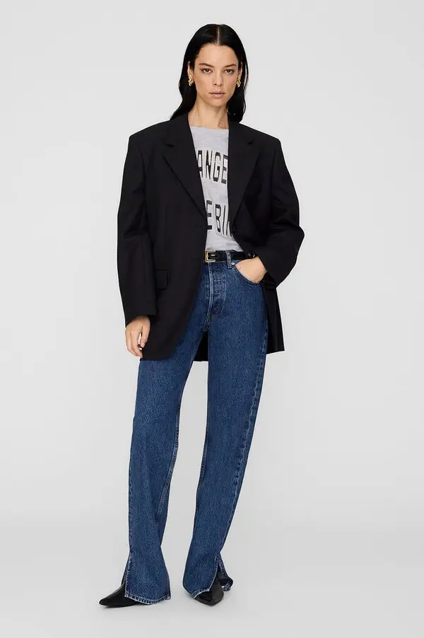 ANINE BING Johnny Cropped Tee - Grey