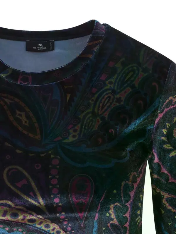 Etro Paisley-print Velvet T-shirt - Black