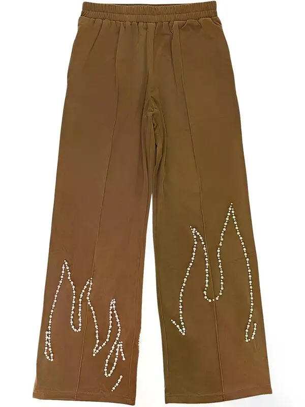 BIRTH OF ROYAL CHILD Flame Pearl Velvet Track Pants - Brown