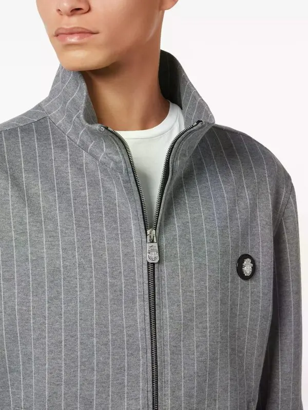 BILLIONAIRE Pinstripe Zip-up Jacket - Grey