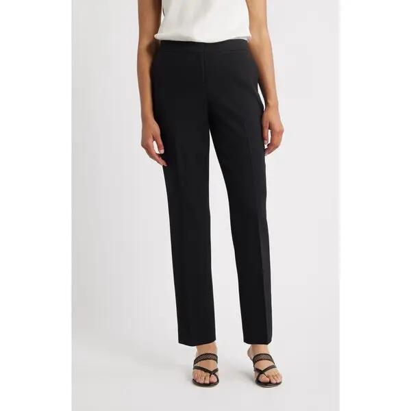 KASPER Straight-leg Pleated Trousers - Black