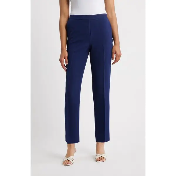KASPER Straight-leg Pleated Trousers - Kasper Navy