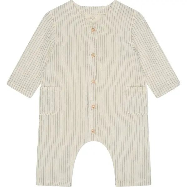 MORI Organic Cotton Muslin Romper - Blue Stripe