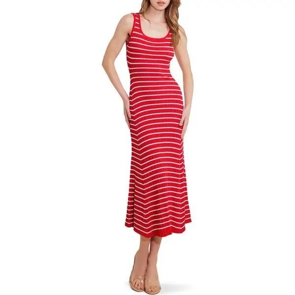 FREEMARKET Striped Ribbed Midi Dress