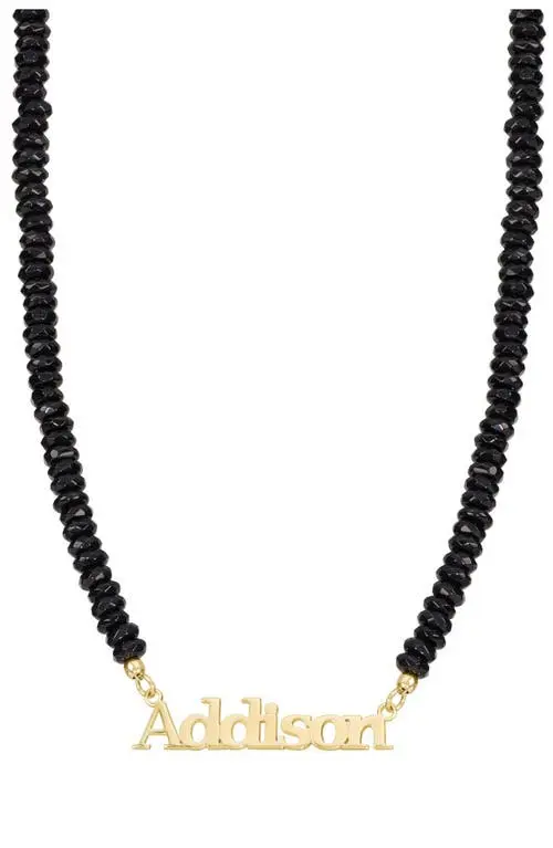 ATHRA LUXE Personalized Name Onyx Bead Necklace - Gold