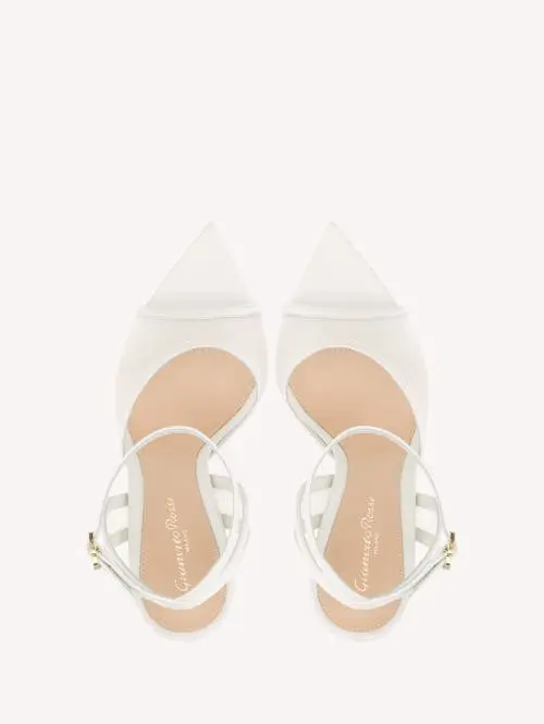 GIANVITO ROSSI Dorotea Suede And Organza Silk Sandals - White Fabric