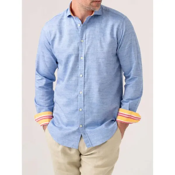 KOY CLOTHING Cotton Linen Long Sleeve Shirt - Deep Blue