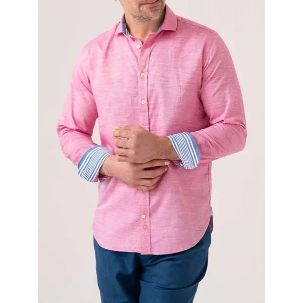 KOY CLOTHING Cotton Linen Long Sleeve Shirt - Rich Pink