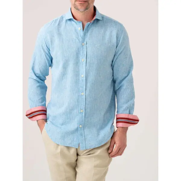 KOY CLOTHING Cotton Linen Long Sleeve Shirt - Sky Blue