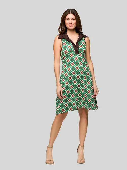 24SEVEN COMFORT APPAREL Sleeveless Collared Mini Dress