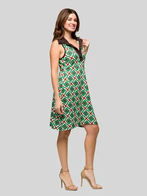 24SEVEN COMFORT APPAREL Sleeveless Collared Mini Dress