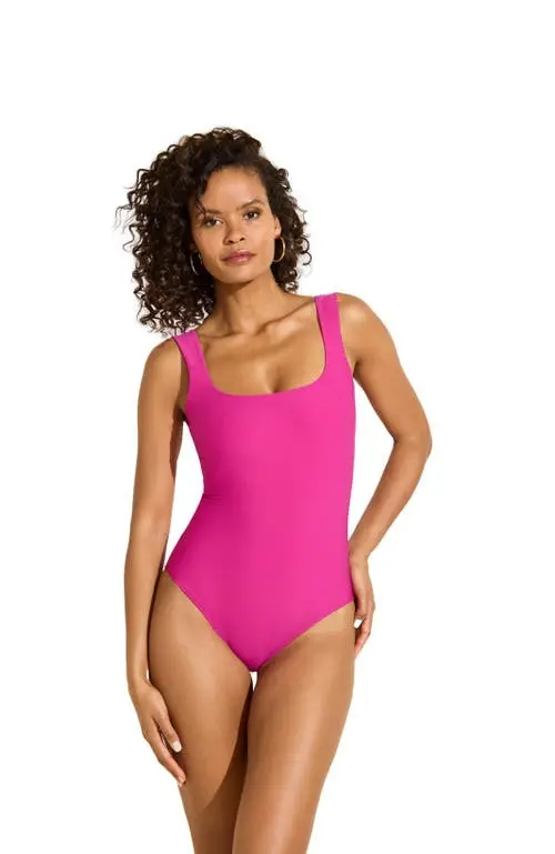 STYLEST Dreamsculpt Square Neck One-piece Swimsuit - Berry