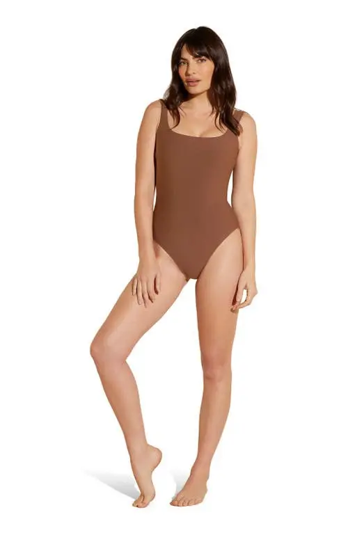 STYLEST Dreamsculpt Square Neck One-piece Swimsuit - Cocoa