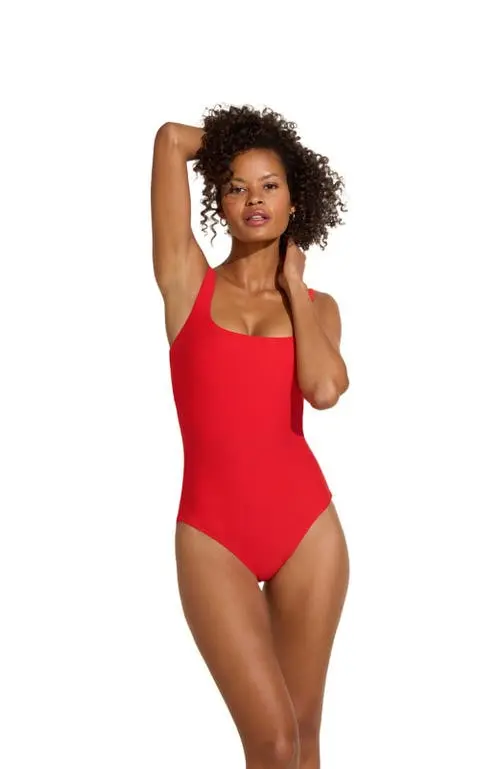 STYLEST Dreamsculpt Square Neck One-piece Swimsuit - Hot Pepper