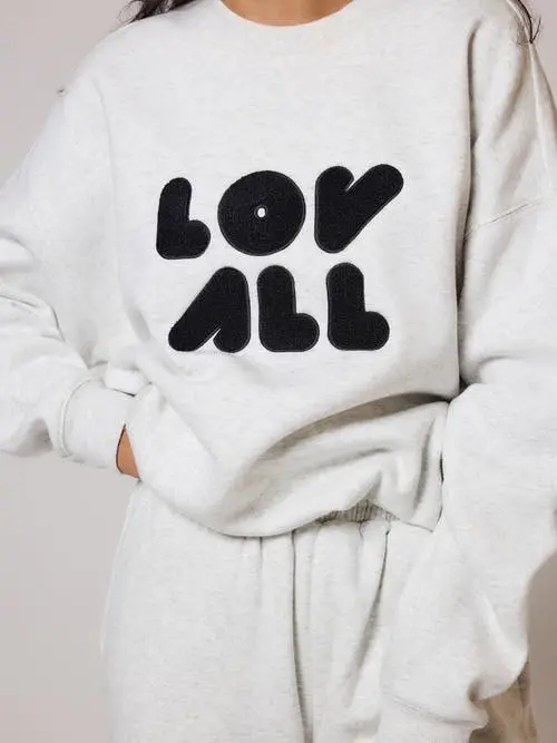 LOVALL Oversized Long Sleeve Sweatshirt - Light Grey Marl