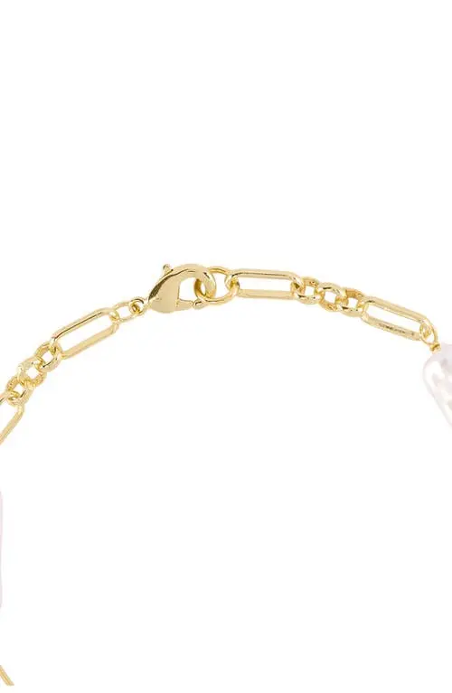 ATHRA LUXE Faux Pearl And Paper Clip Chain Bracelet