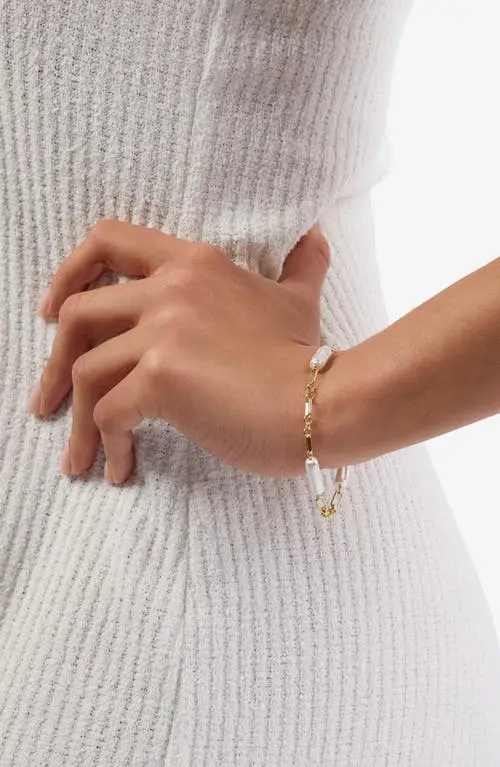 ATHRA LUXE Faux Pearl And Paper Clip Chain Bracelet