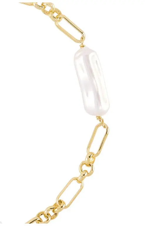 ATHRA LUXE Faux Pearl And Paper Clip Chain Bracelet