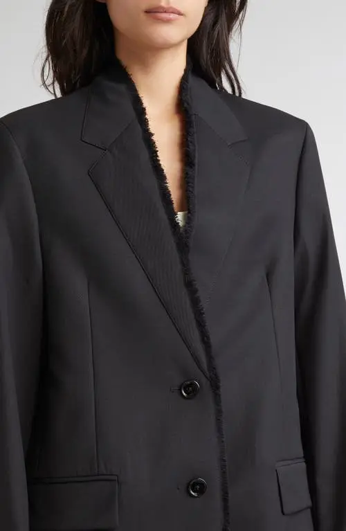 TOTEME Raw Lapel Wool Twill Blazer - Black