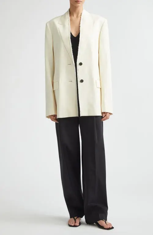 TOTEME Raw Lapel Wool Twill Blazer - Ecru