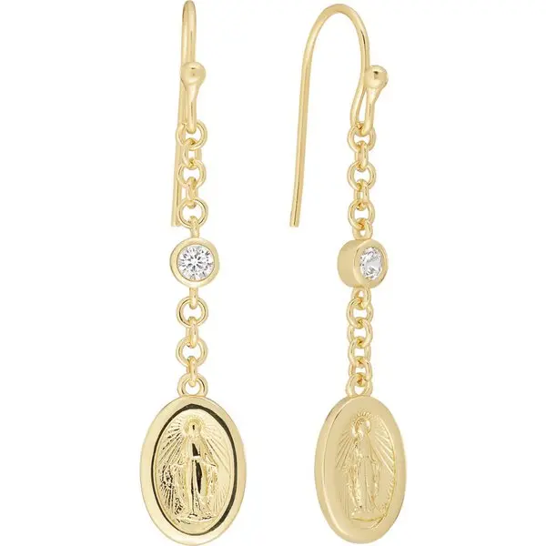 ATHRA LUXE Virgin Mary Drop Earrings - Gold
