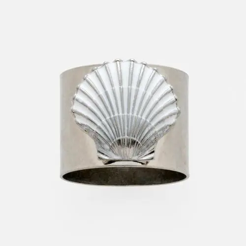 JOANNA BUCHANAN Painted Shell Napkin Rings - White